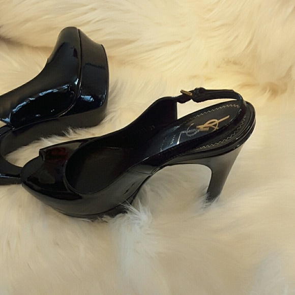 Yves Saint Laurent | Shoes | Authentic Ysl Black Patent Leather Peep ...